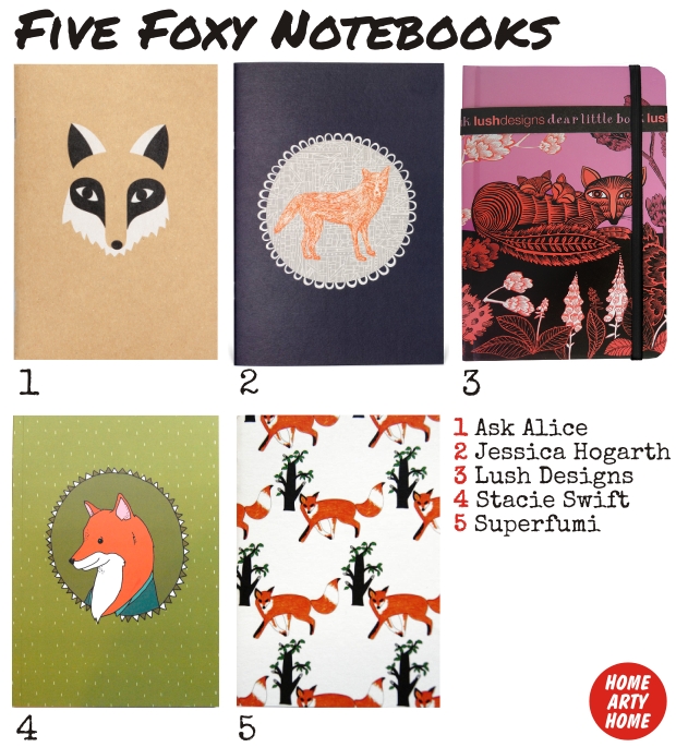 Foxy notebooks homeartyhome -Home Arty Home